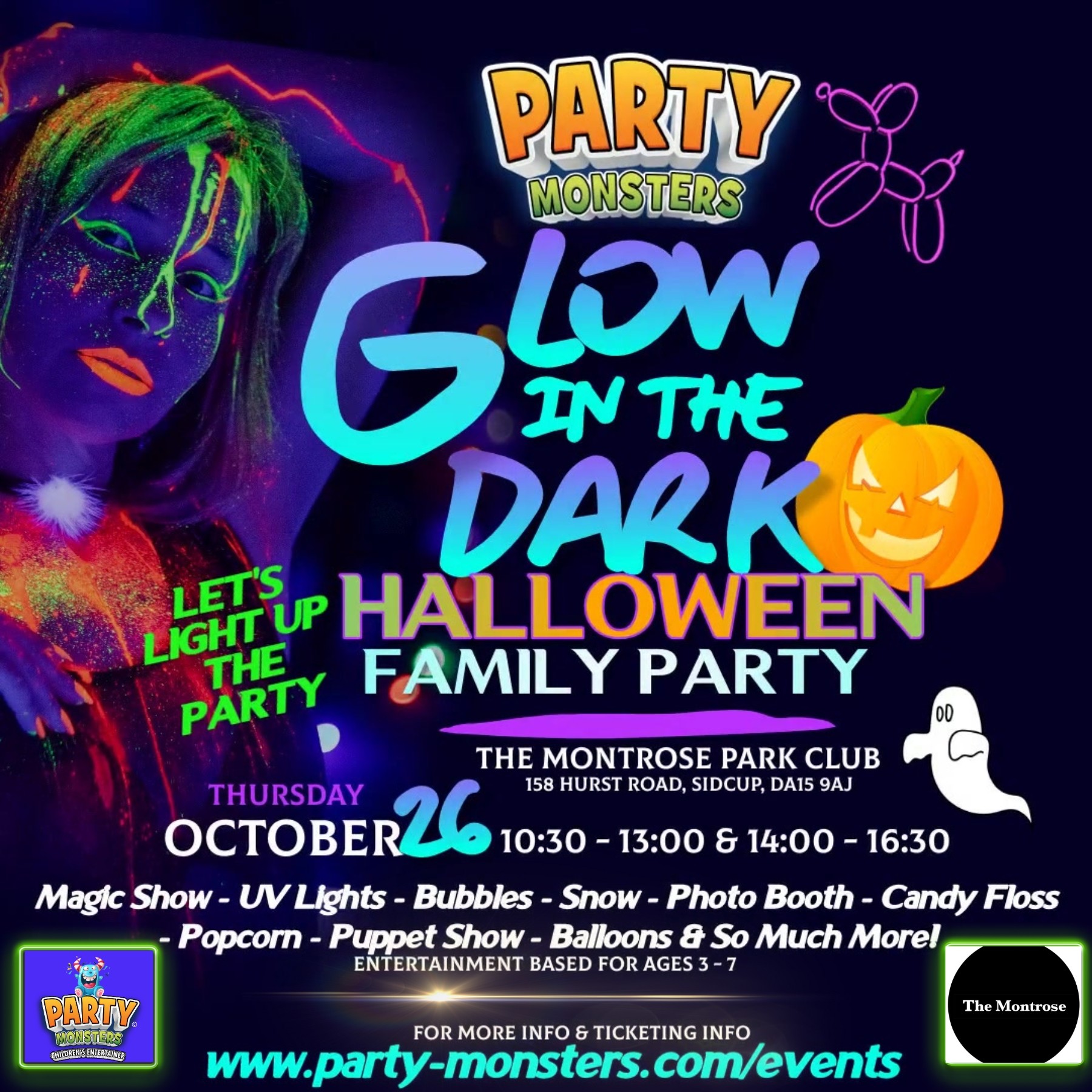 The Party Monsters Halloween Glow Party - The Montrose Park Club
